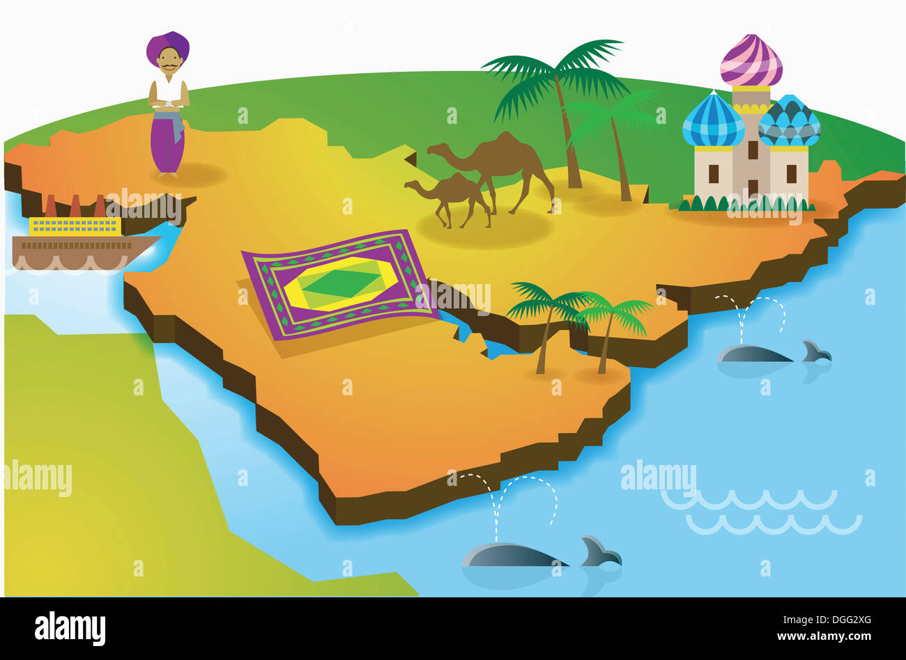 an illustration of the middle eastern map Stock Photo - Alamy