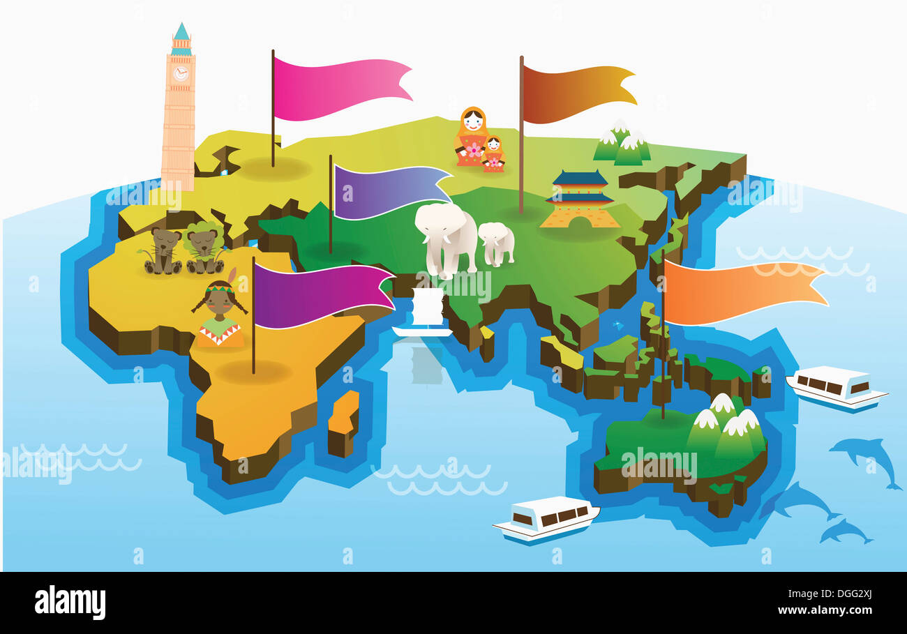 an illustration of the eastern hemisphere Stock Photo - Alamy