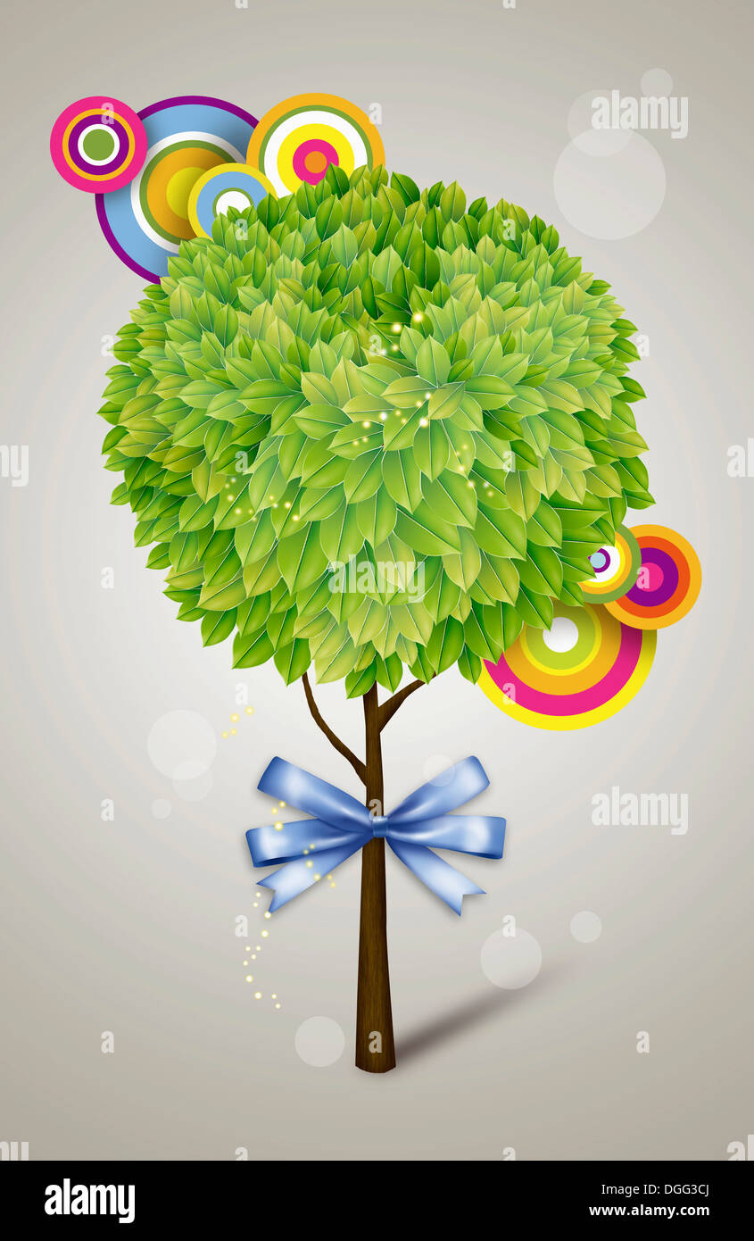 an illustration of a tree with a bow Stock Photo - Alamy