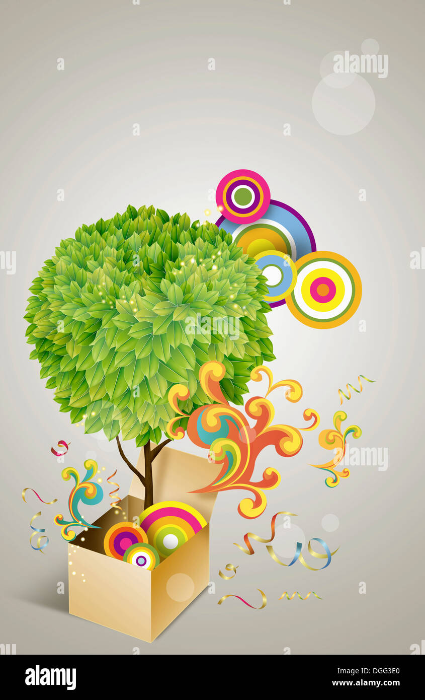an illustration of a tree in a box Stock Photo - Alamy