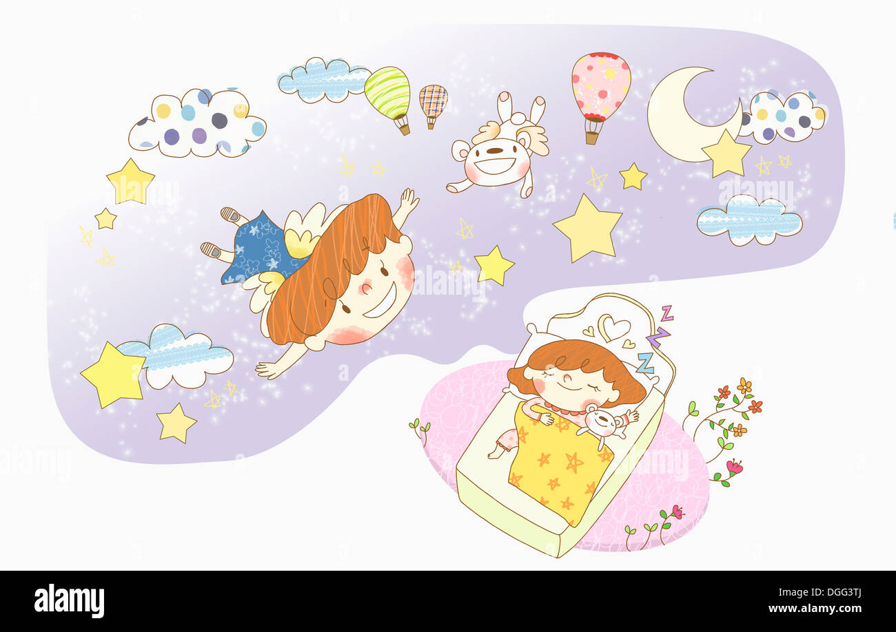 an illustration of kids sleeping Stock Photo - Alamy