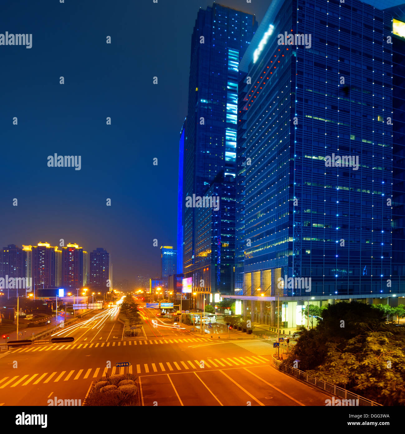The city and the road at night Stock Photo - Alamy