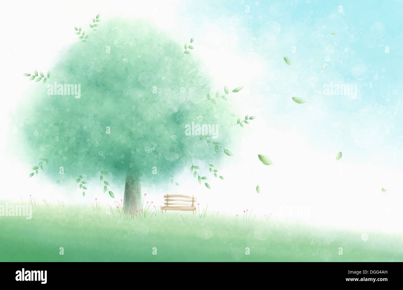 an illustration of a green nature picture Stock Photo - Alamy