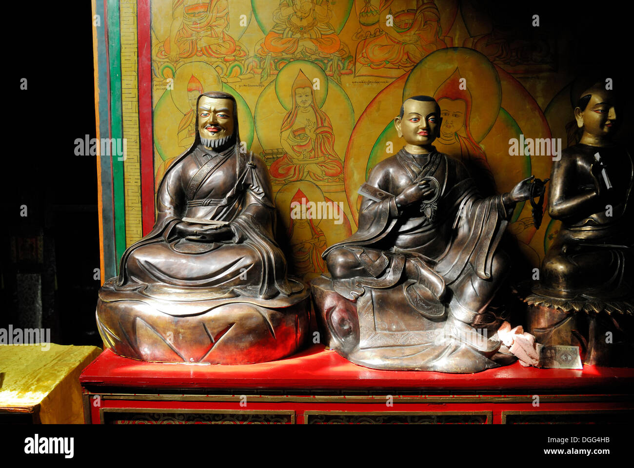 Buddha statues in Mindroling Monastery, Tibet, China, Asia Stock Photo ...