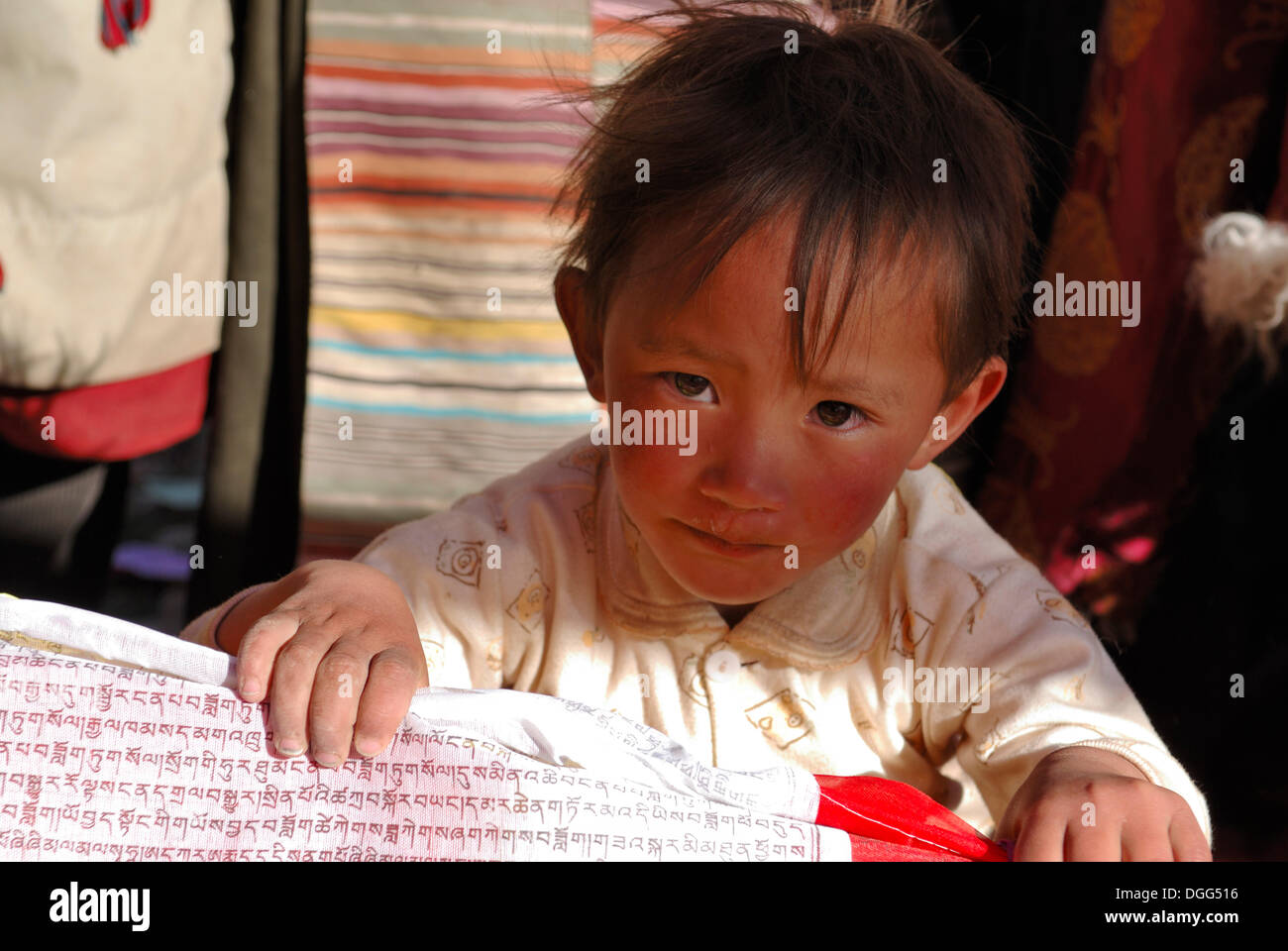 Tibetan child, portrait, Namtso Lake, Heavenly Lake, Tibet, China, Asia ...
