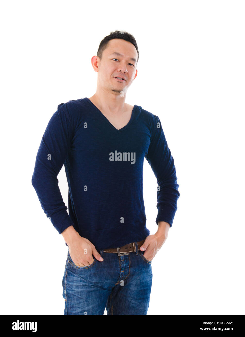 asian male in casual with isolated white background Stock Photo - Alamy