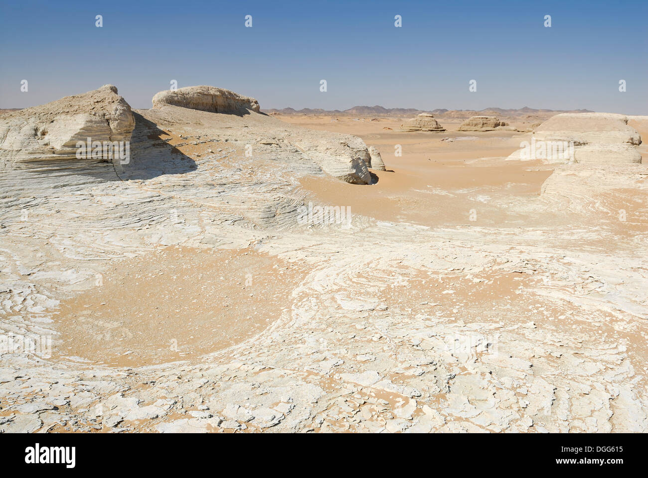 Rock formations, desert landscape between the Dakhla Oasis and the ...