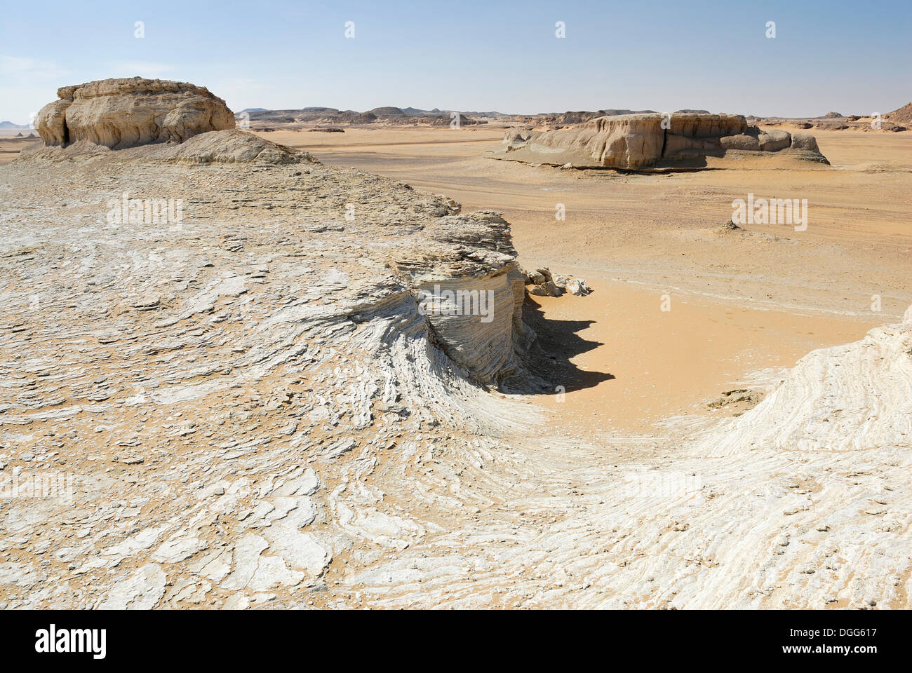 Rock formations, desert landscape between the Dakhla Oasis and the ...