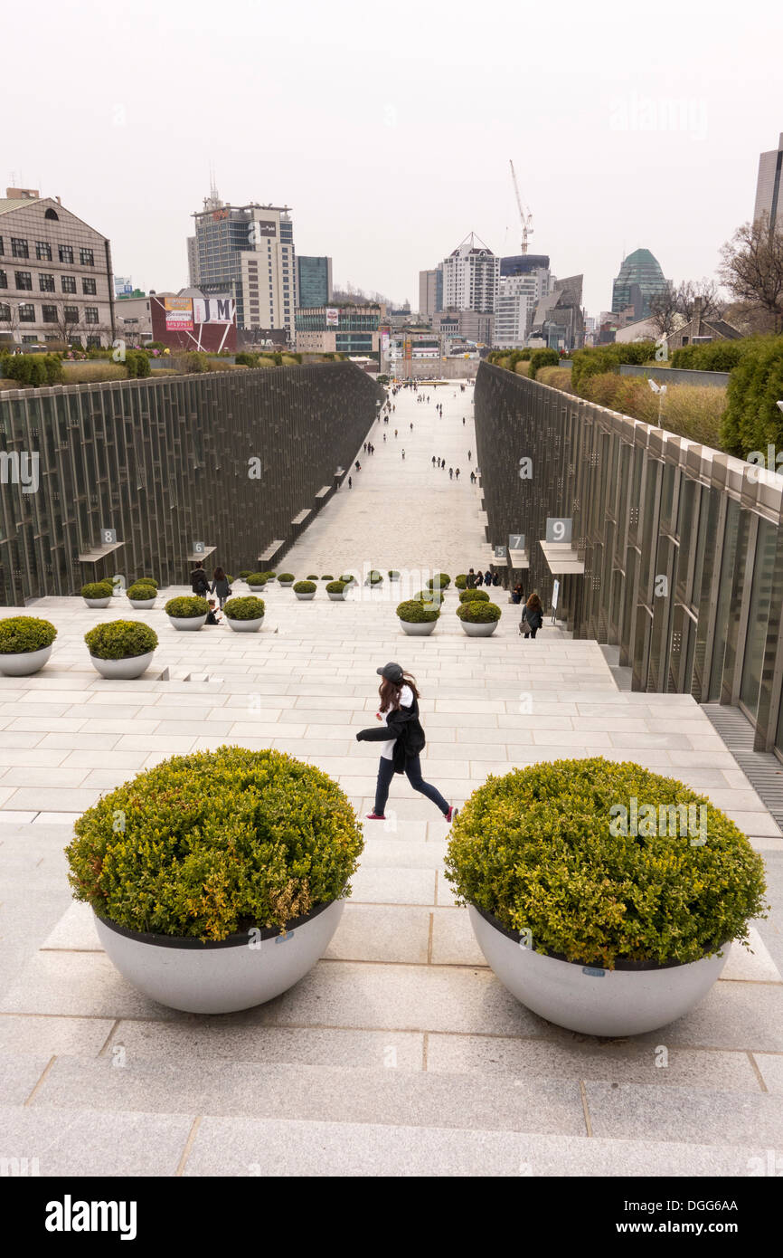 Unusual architecture of Library building in Ewha Womans University ...