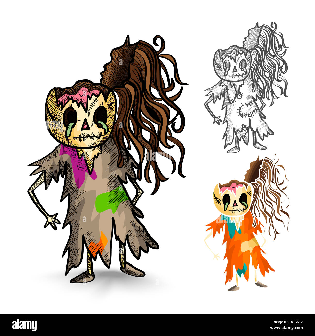 Halloween Monsters isolated spooky hand drawn freak zombies set. EPS10 ...