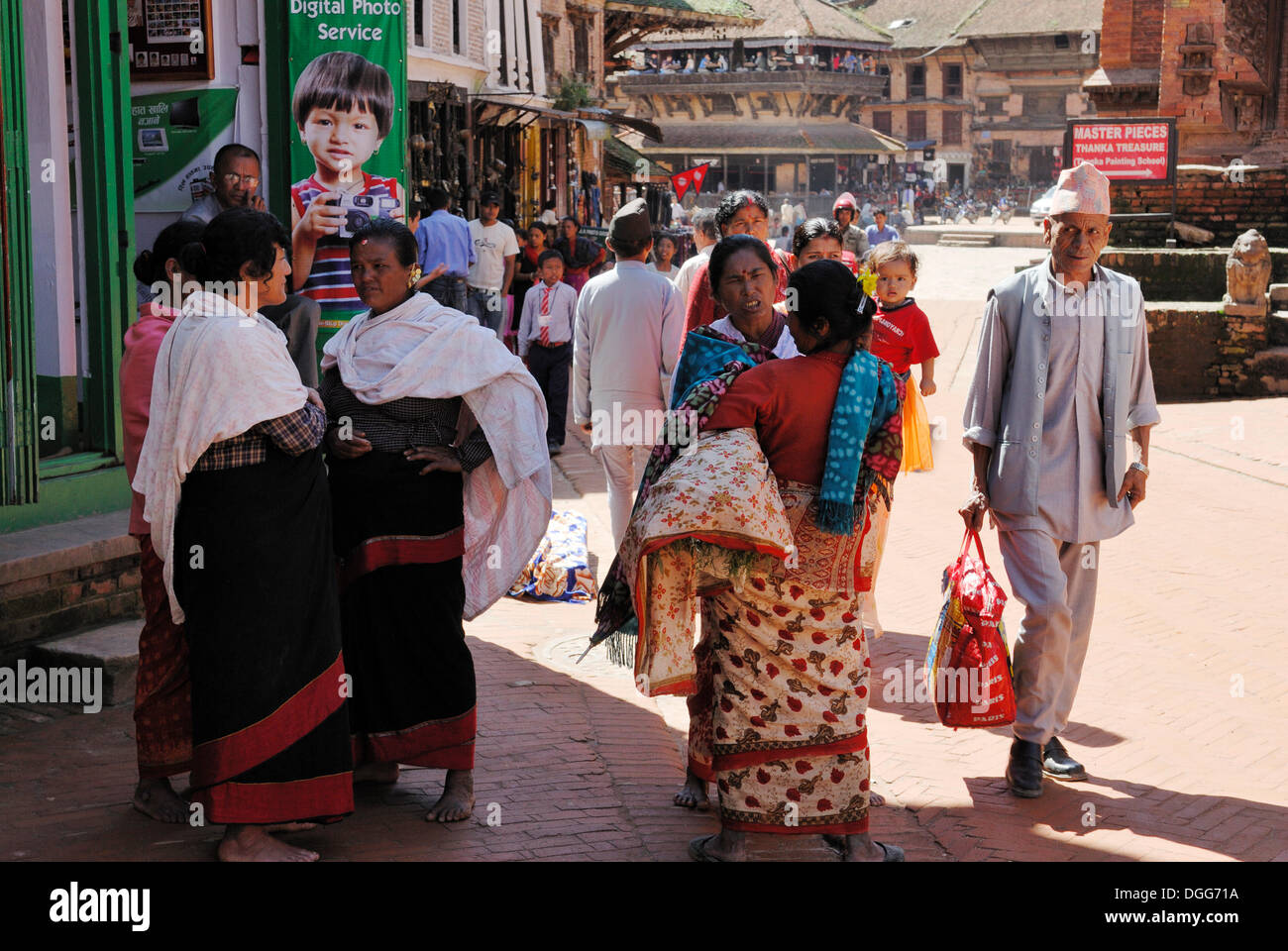 Nepalese people in traditional dress, Bhaktapur, Kathmandu Valley ...
