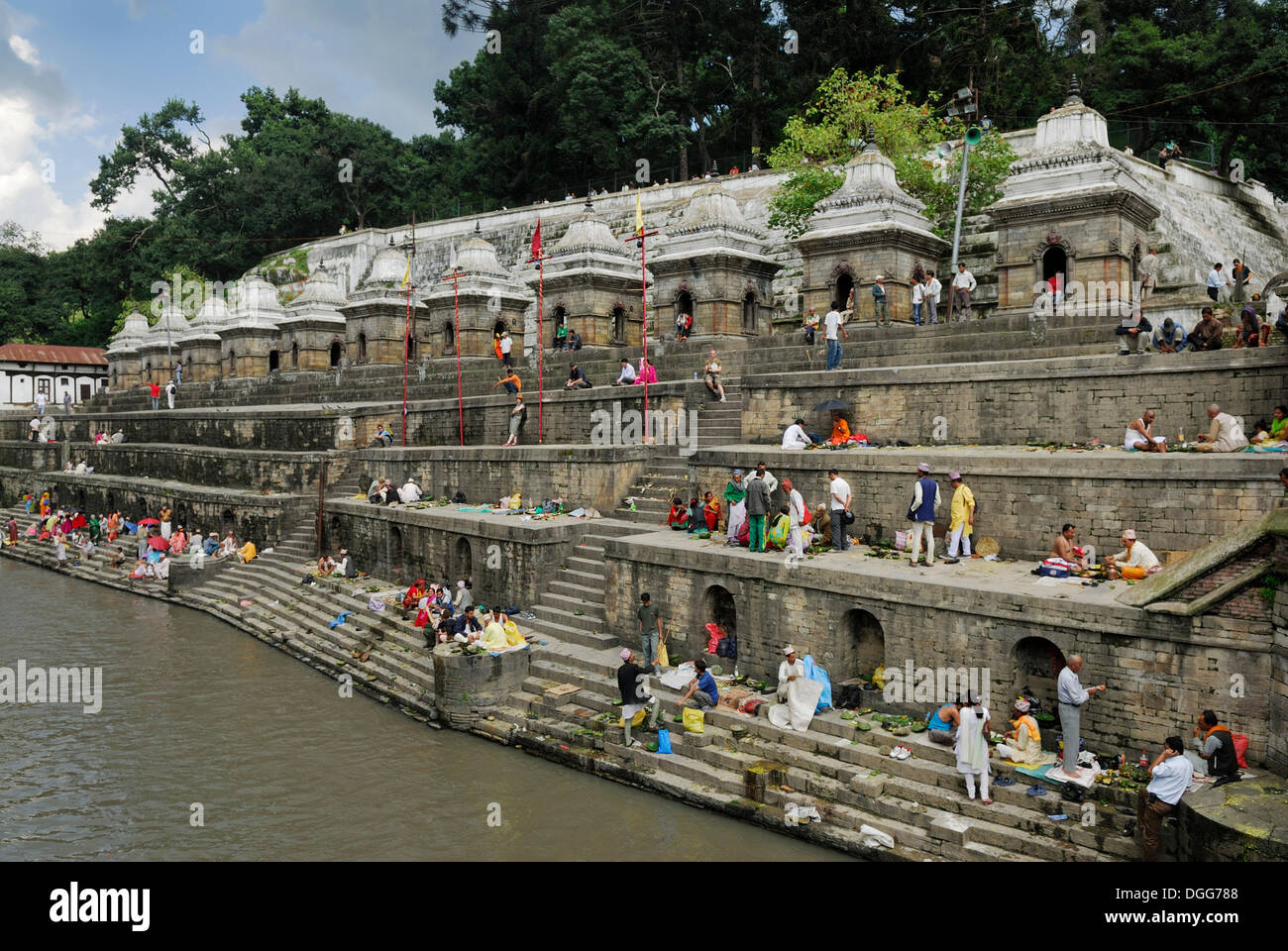Pilgrims on the steps of the Pandra Shivalaya Complex opposite the ...