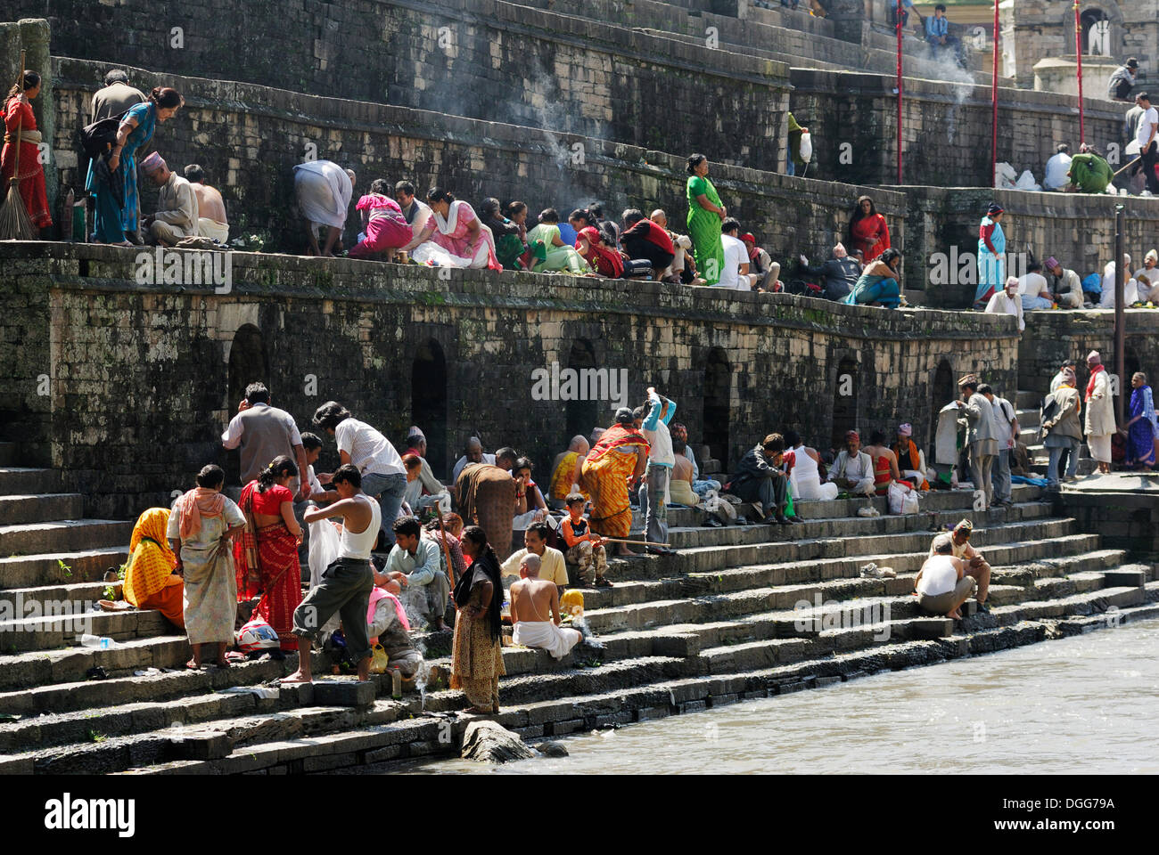 Pilgrims on the steps of the Pandra Shivalaya Complex opposite the ...