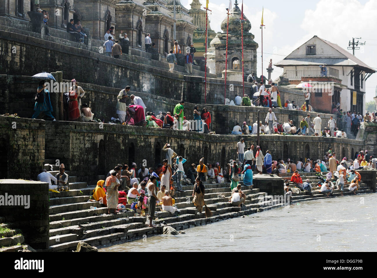 Pilgrims on the steps of the Pandra Shivalaya Complex opposite the ...