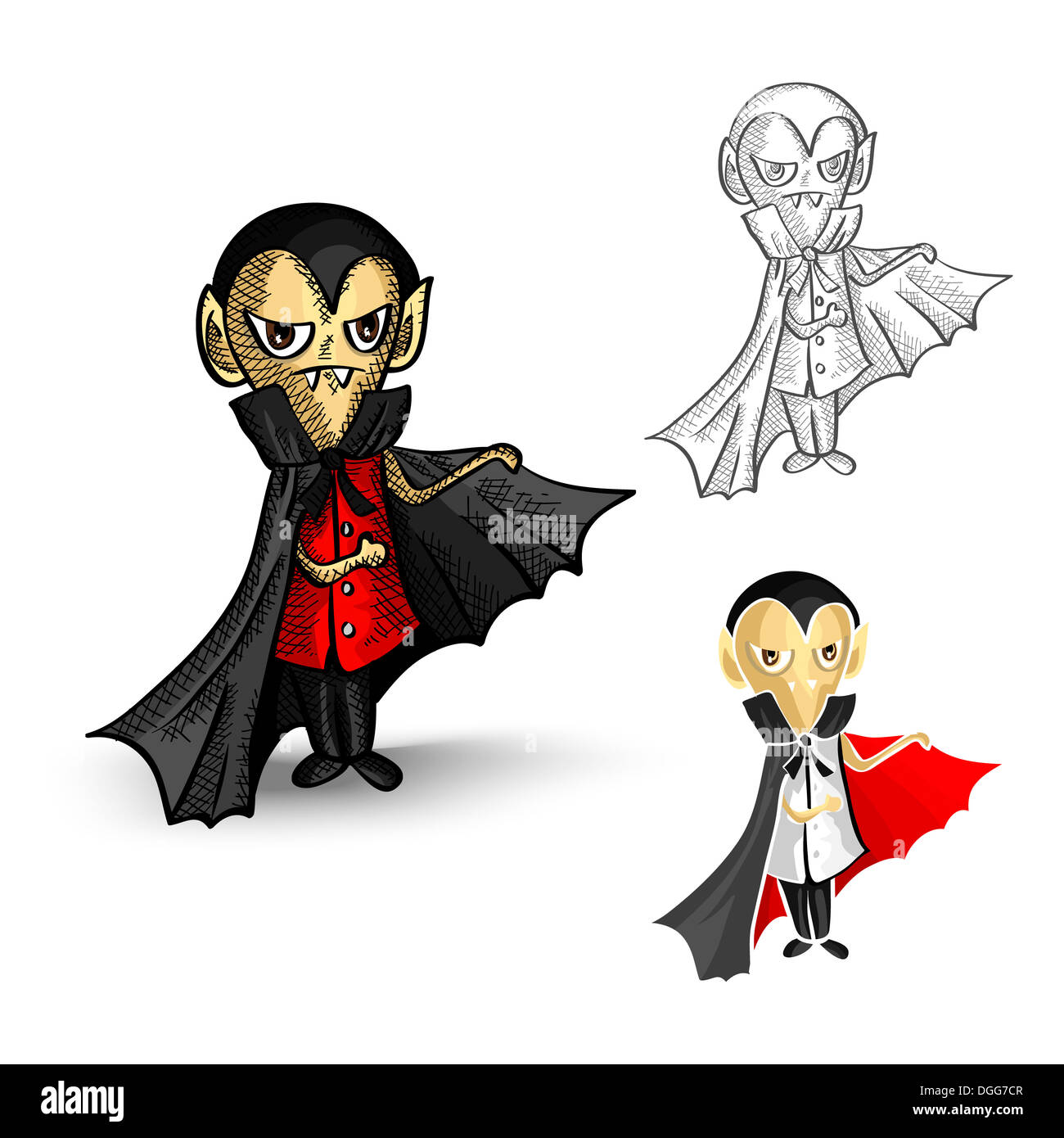 Halloween Monsters isolated spooky hand drawn vampires set. EPS10 ...