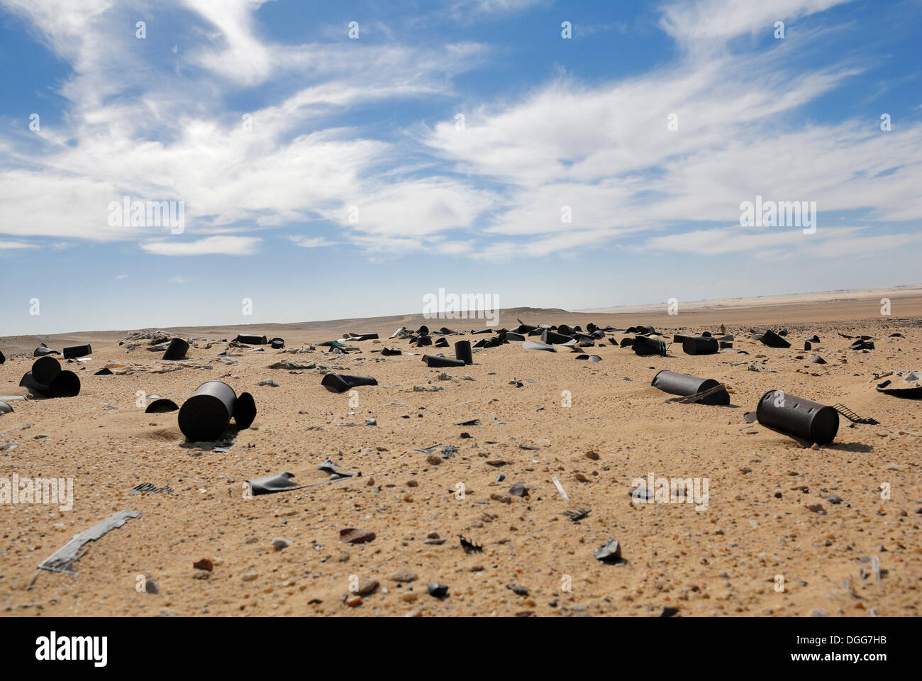 Rusty cans in the desert between Al Fayoum Oasis and Bahariya Oasis ...