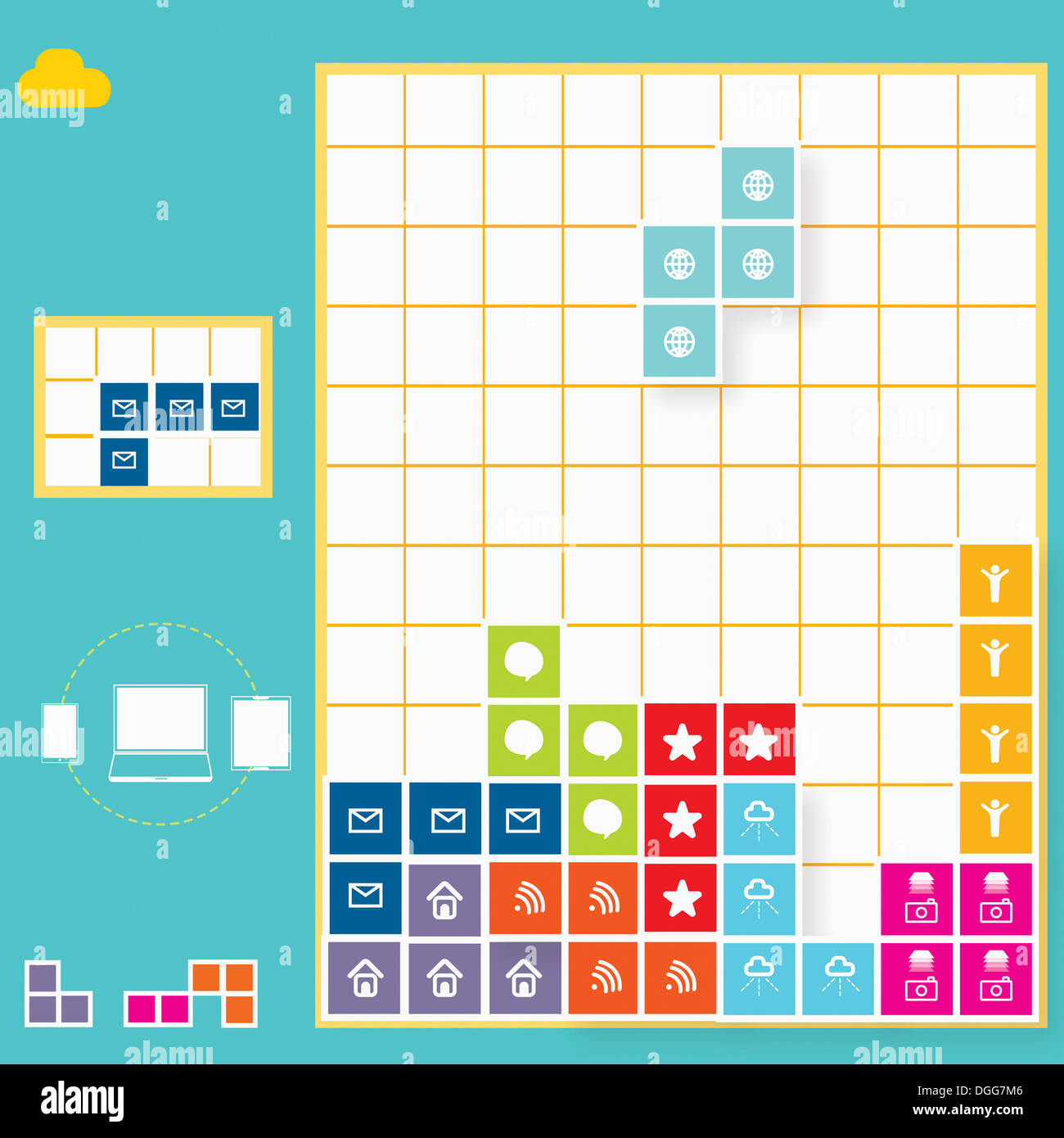 an illustration of icons in a Tetris game Stock Photo - Alamy