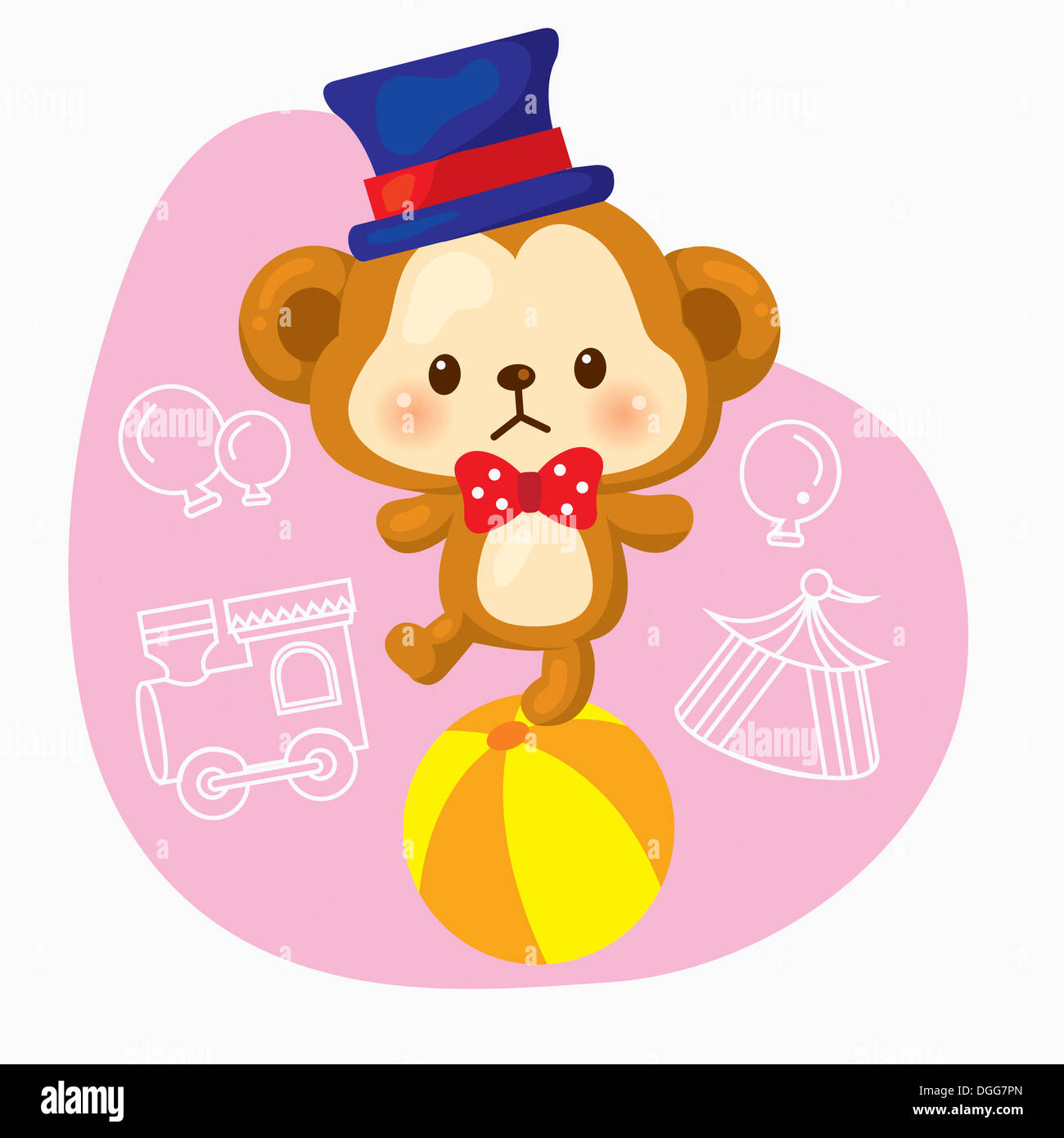 an illustration of a monkey on a ball Stock Photo - Alamy