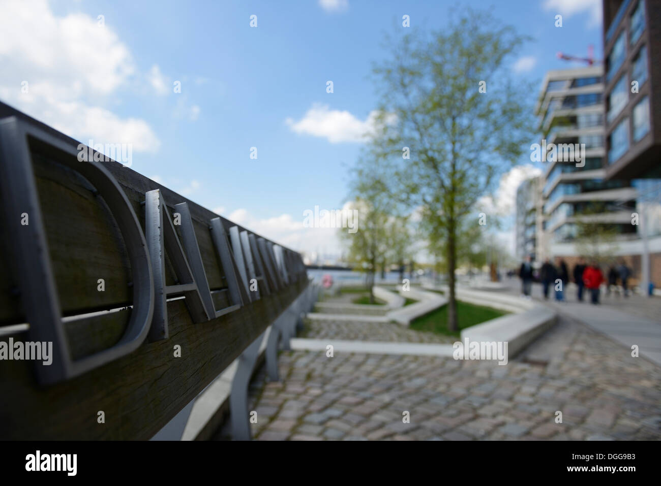 Lettering "Dalmannkai", waterfront, Grasbrookhafen harbour, HafenCity ...