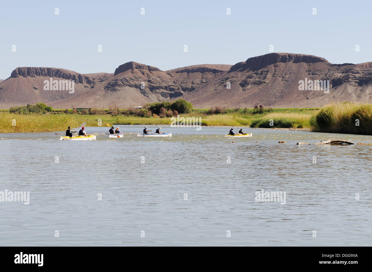 Canoe trip on the Oranje, Orange River, border river between Namibia ...