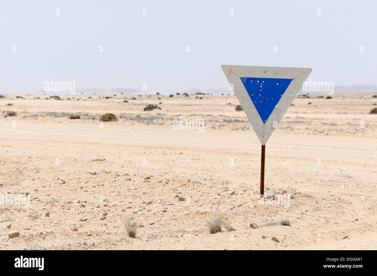 Weathered road sign, Henties Bay, Dorob National Park, Namibia Stock ...