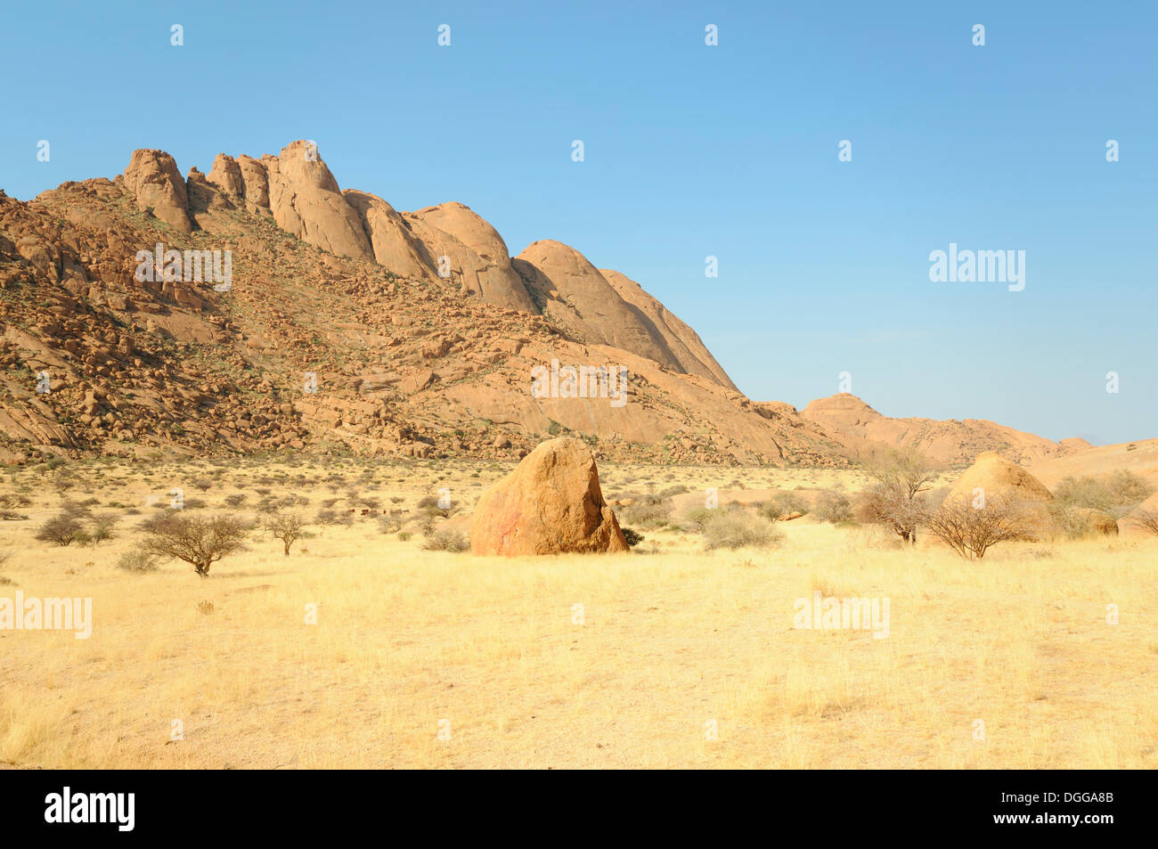 Savannah landscape with granite rocks and Spitzkoppe Mountain, Pontok ...