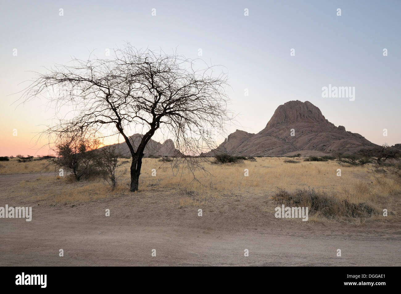 Savannah landscape with rock formations, Great Spitzkoppe and Pontok ...