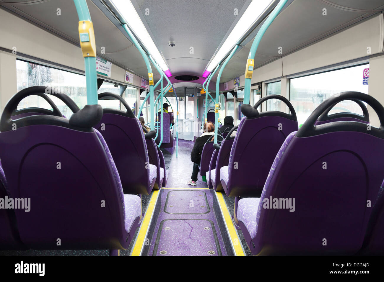 view from rear of single decker public bus Stock Photo - Alamy