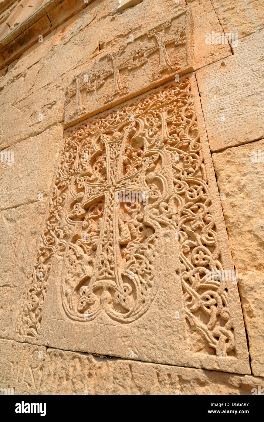 Historic Armenian orthodox church with beautifully carved cross-stone ...