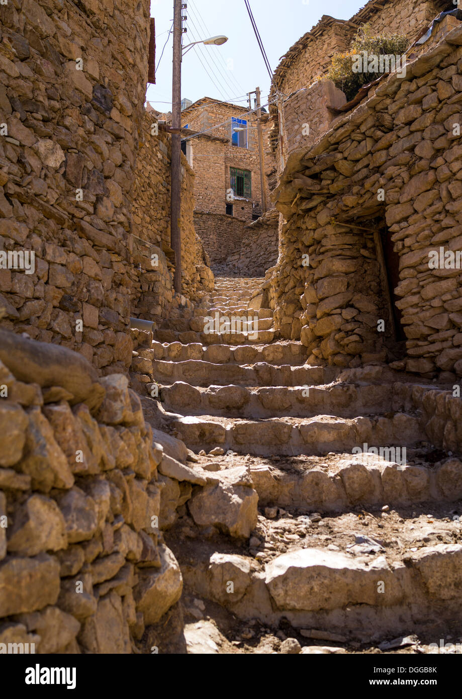 Stone Stairs In The Old Kurdish Village Of Palangan, Iran Stock Photo ...