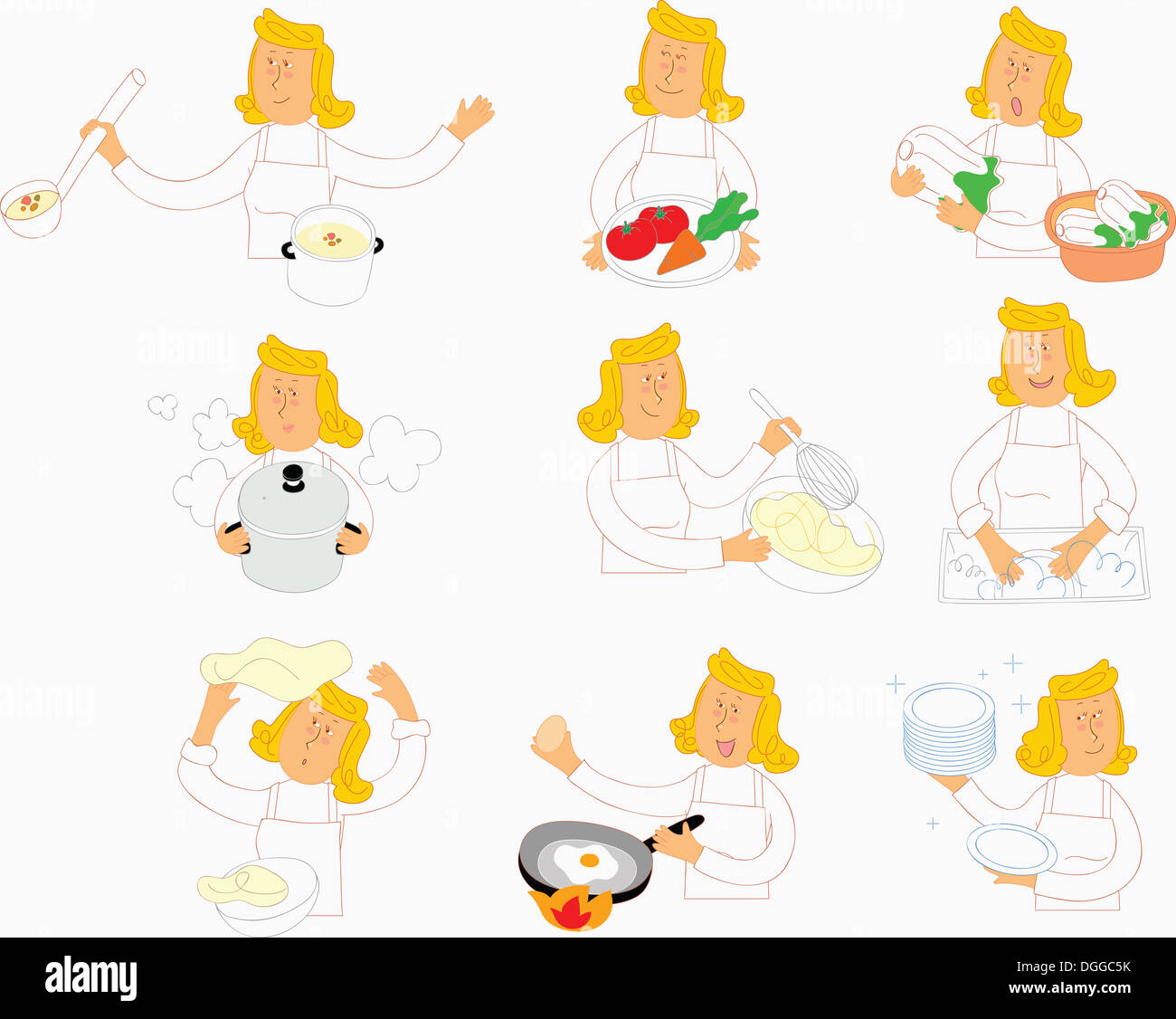 an illustration of a lady cooking Stock Photo - Alamy