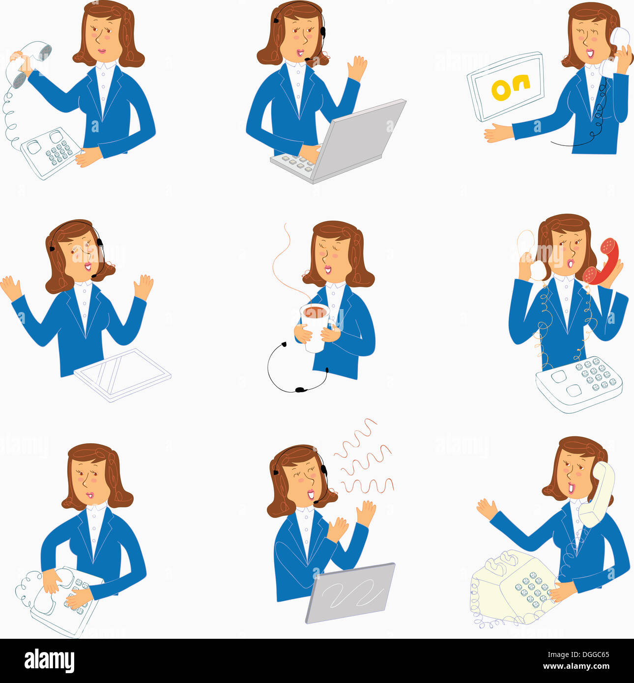 an illustration of a woman doing work tasks Stock Photo - Alamy