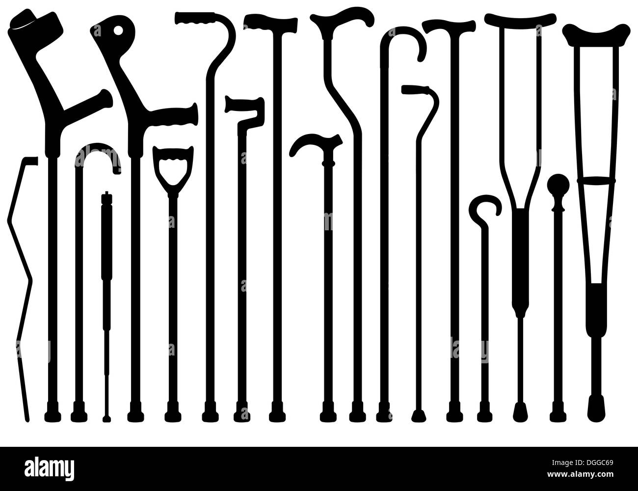 Set Of Different Canes Stock Photo - Alamy