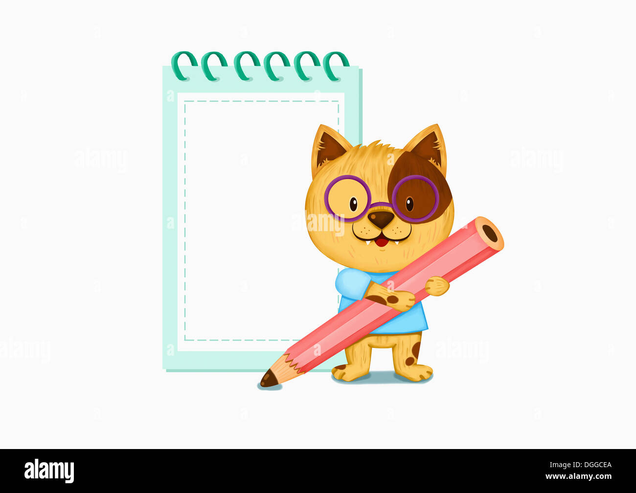 an illustration of a cat with a text box Stock Photo - Alamy