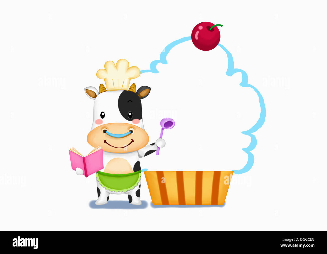 an illustration of a cow with a text box Stock Photo - Alamy