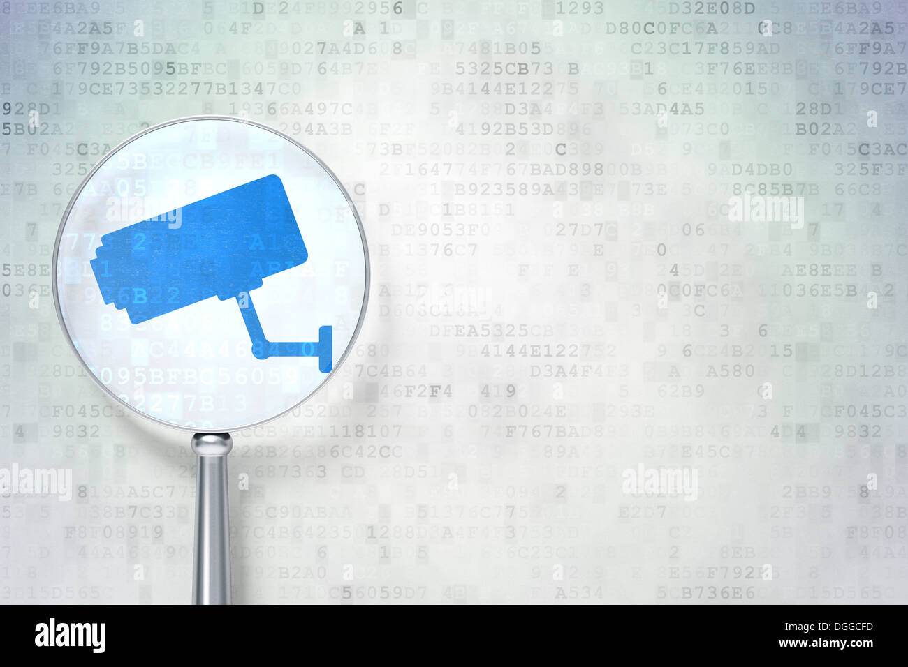 Privacy concept: Cctv Camera with optical glass on digital back Stock ...