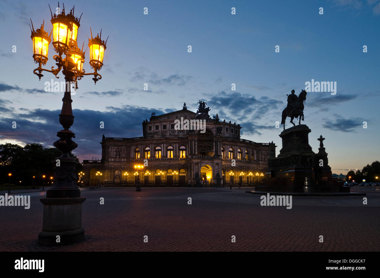 The Dresden Opera, the "Semperoper", at night. Dresden , Germany Stock ...