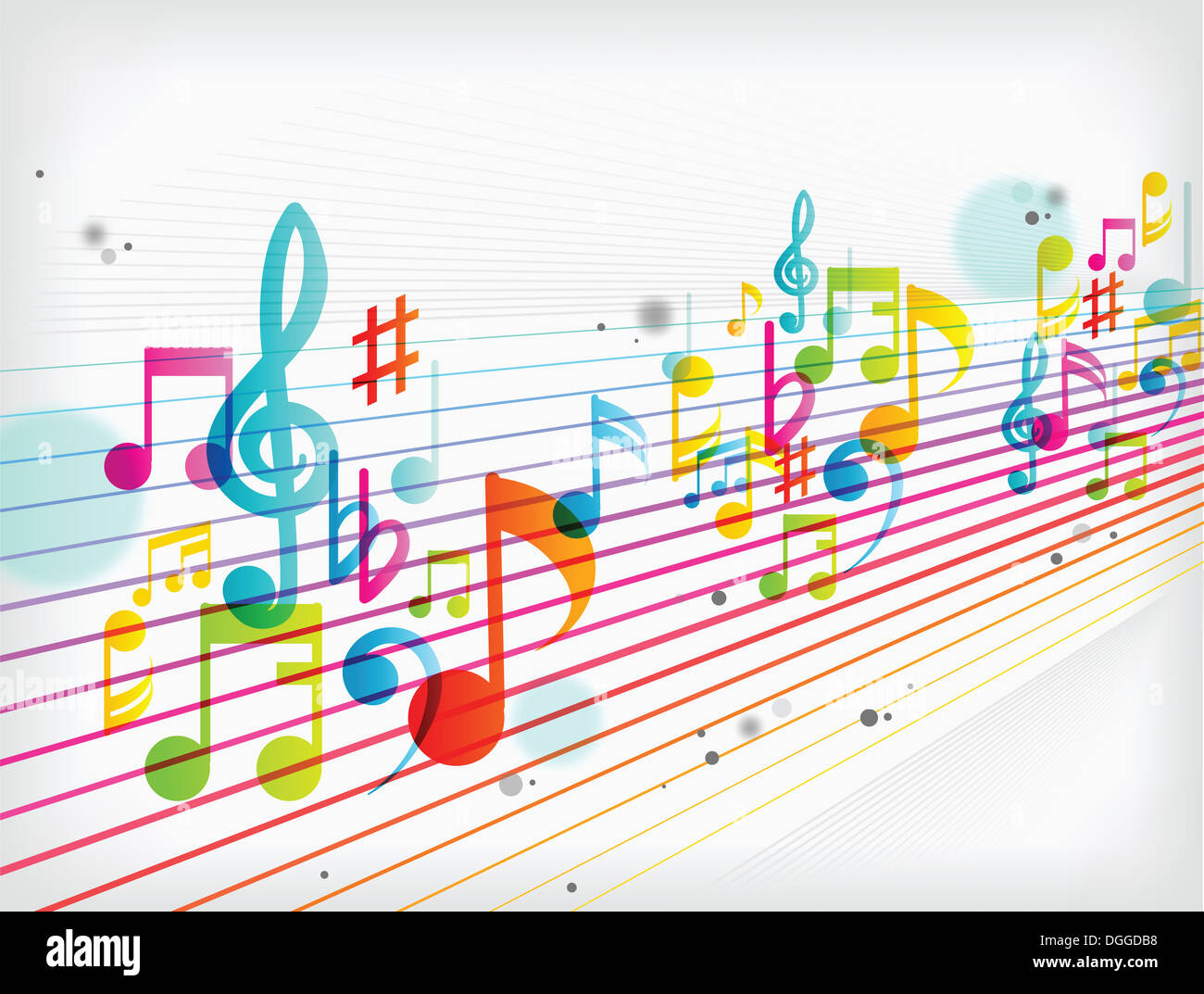 an illustration of different color music notes Stock Photo - Alamy
