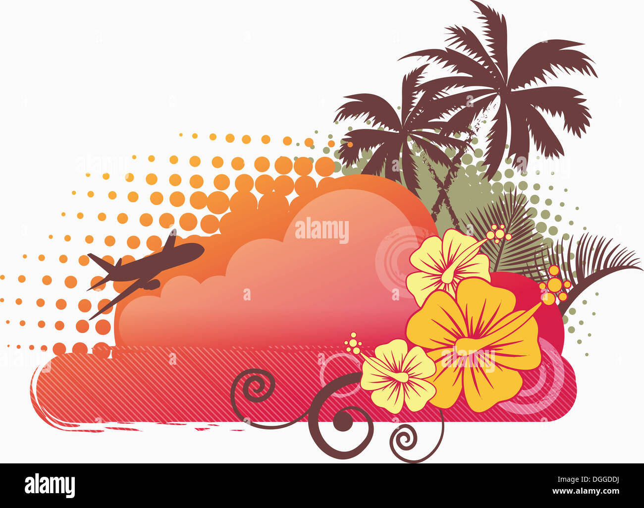 an illustration of beach and a plane Stock Photo - Alamy