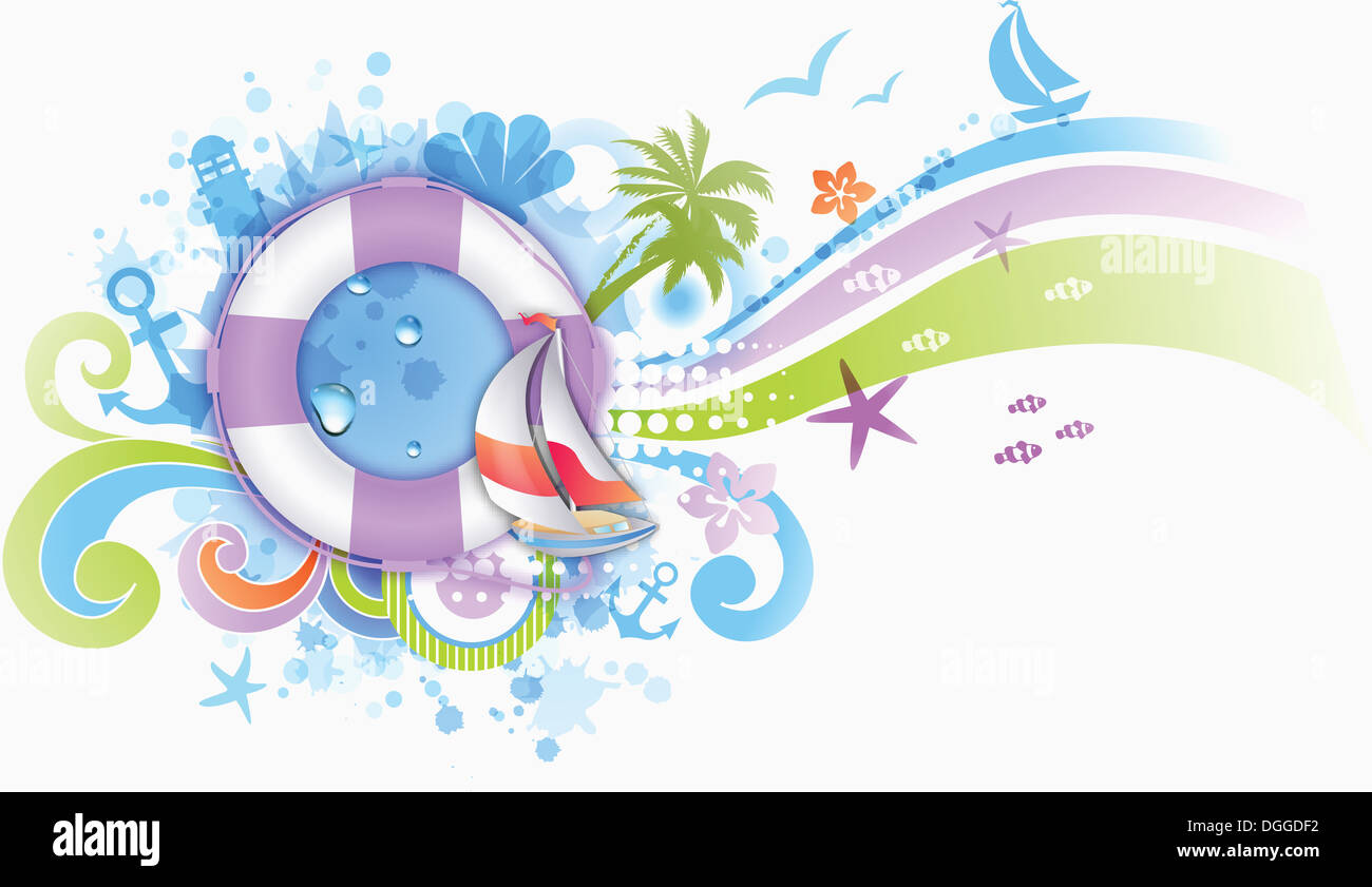 an illustration of a sailing boat Stock Photo - Alamy