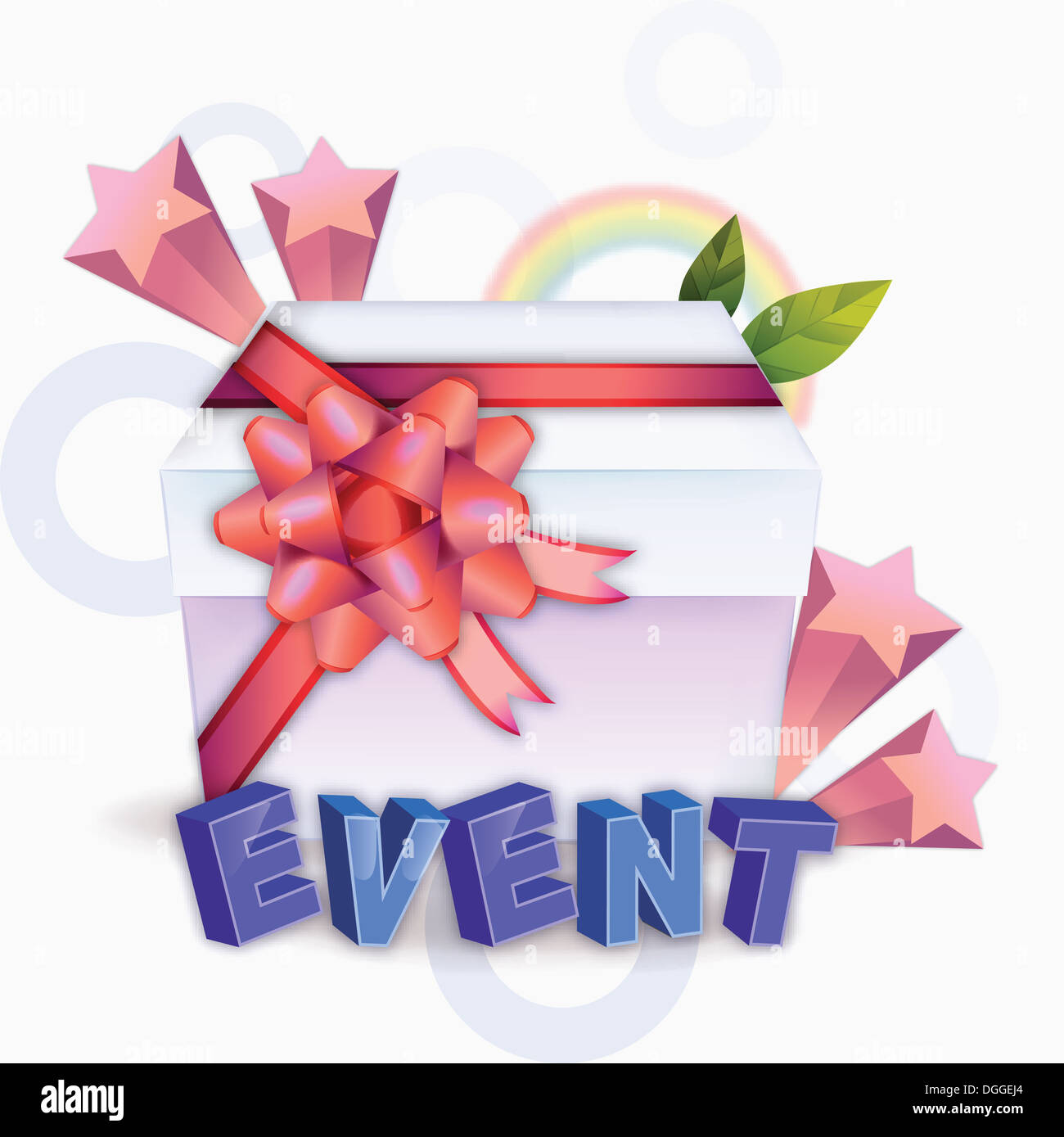 an illustration of a present with the word event Stock Photo - Alamy