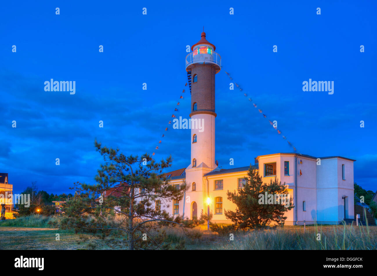 Lighthouse of Timmendorfer Strand at night, Poel island, Mecklenburg ...