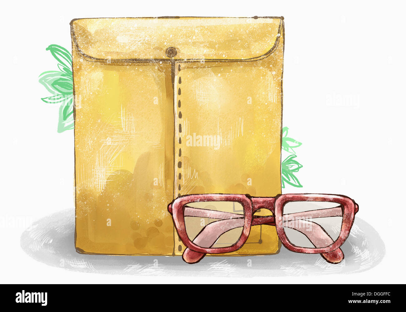 an illustration of a letter and glasses Stock Photo - Alamy