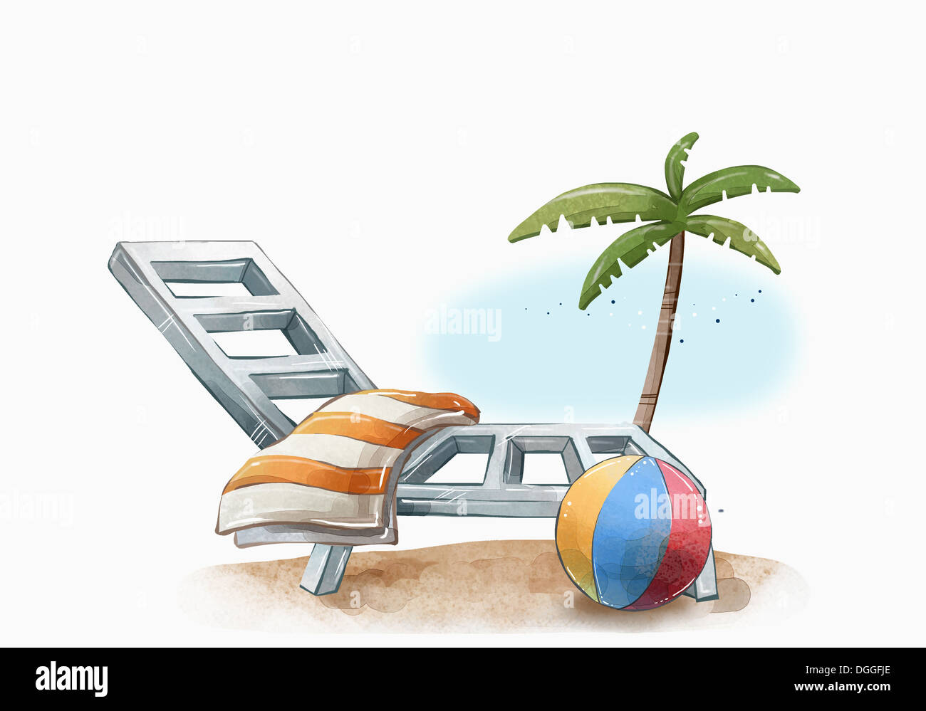 Watercolor beach paintings Cut Out Stock Images & Pictures - Alamy