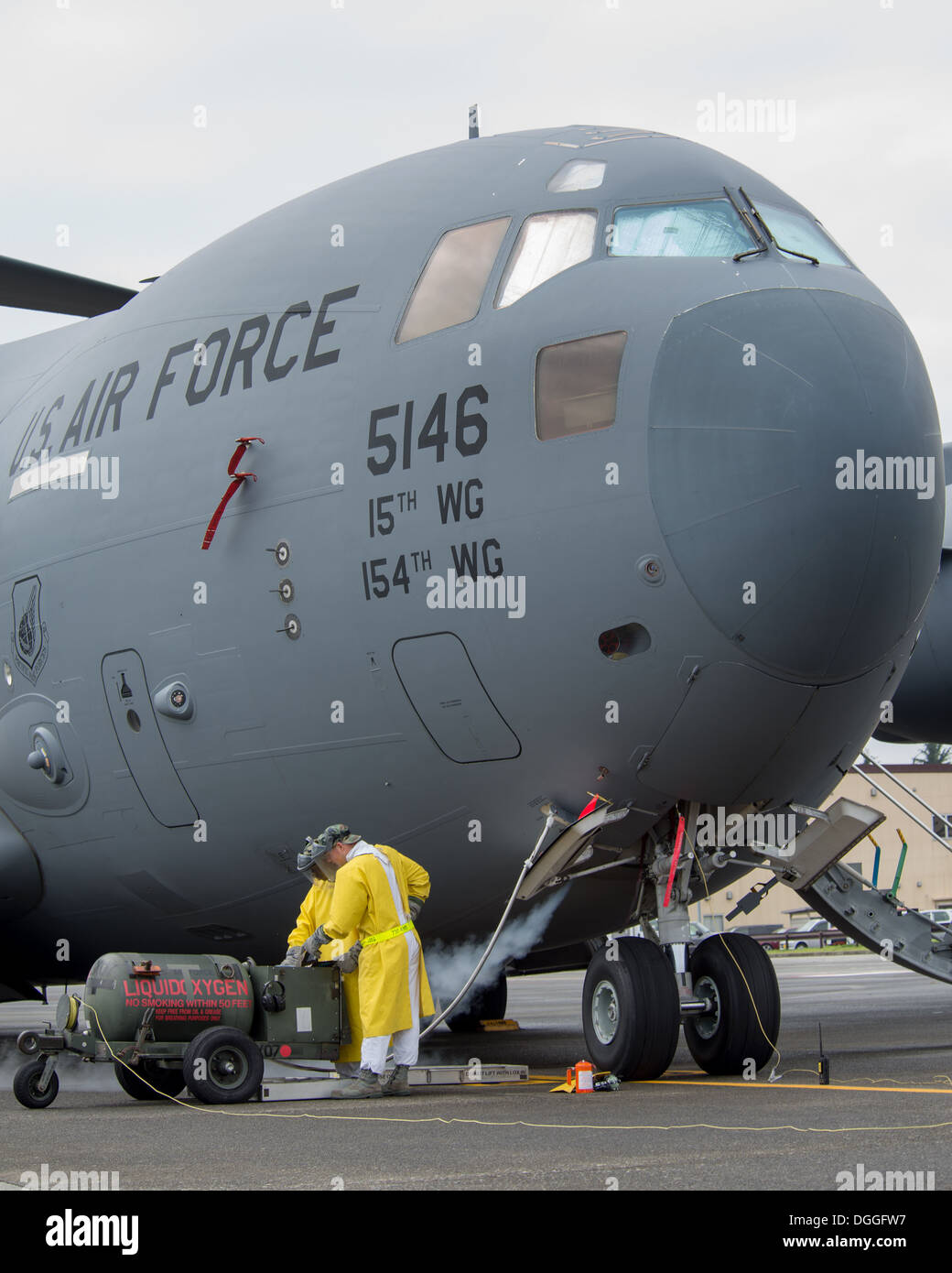 Cryogenics technicians from the 730th Air Mobility Squadron transfer ...