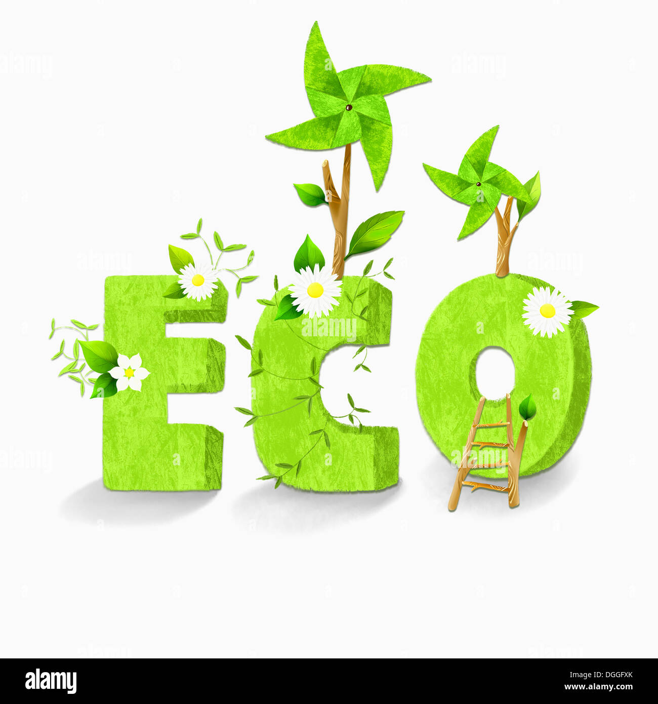 an illustration of a green recycling word eco Stock Photo - Alamy