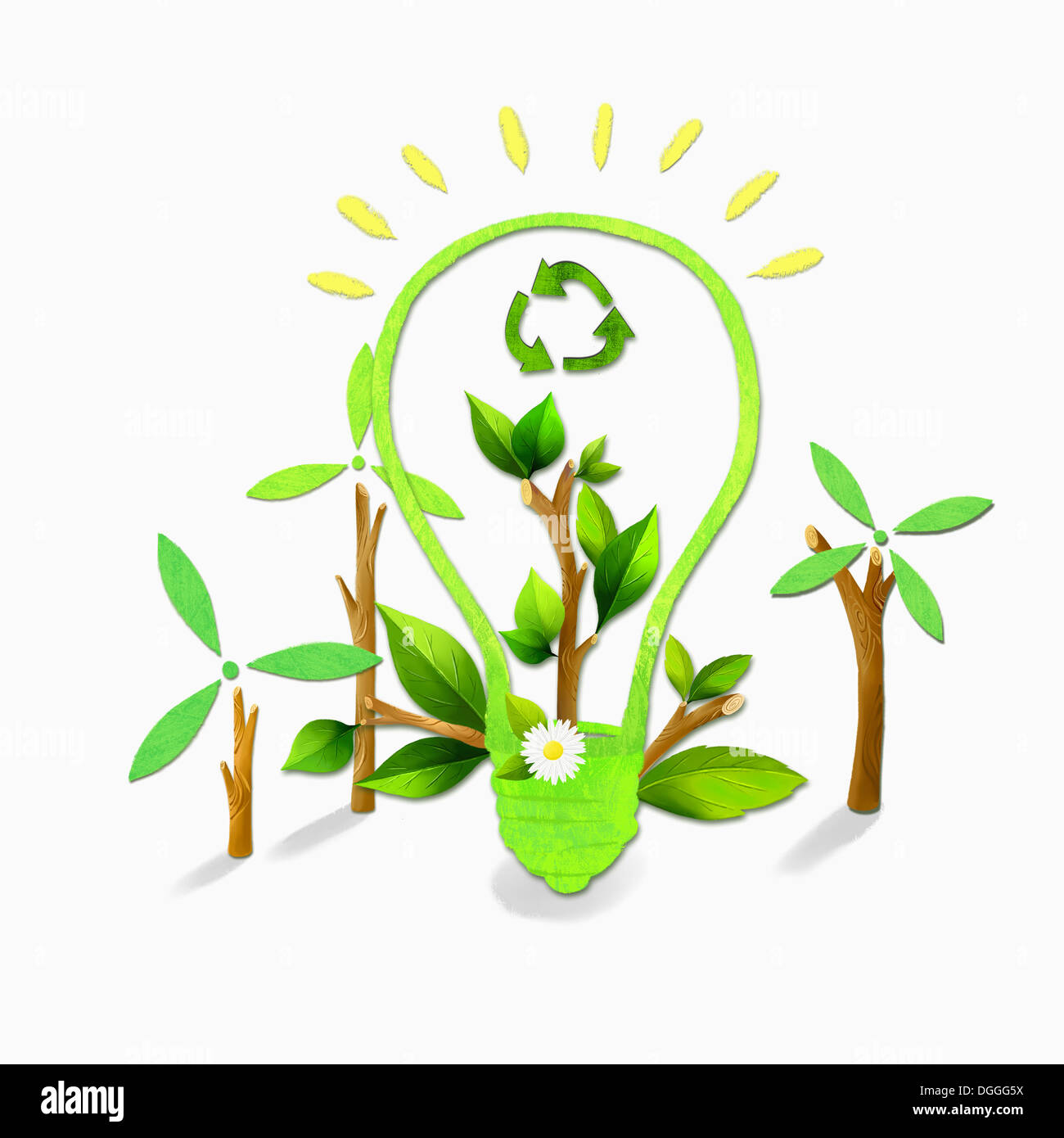 an illustration of a green recycling light bulbs Stock Photo - Alamy