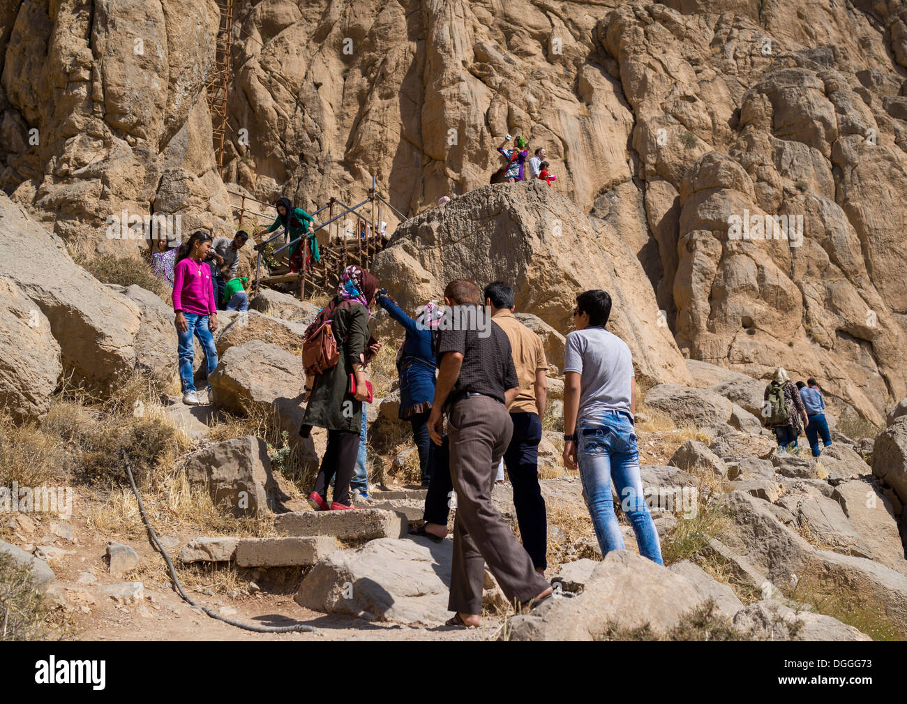 Tourists In Bisotun Site, Iran Stock Photo - Alamy