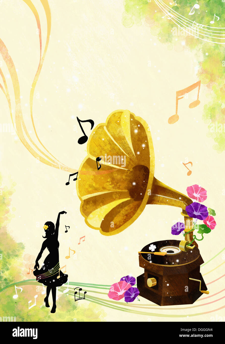 an illustration of a phonograph Stock Photo - Alamy