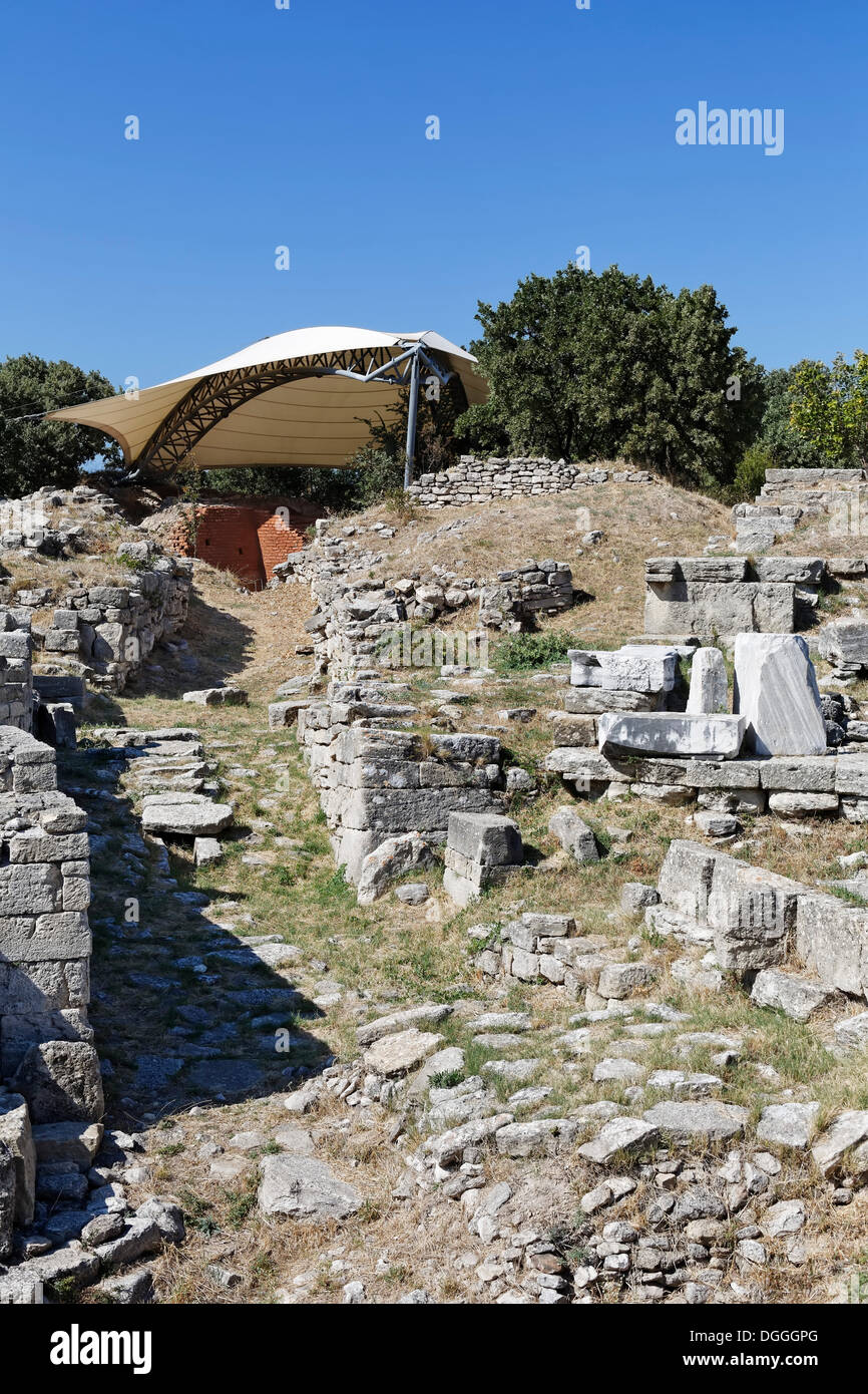 Remains of the castle walls of Troy, Truva, Canakkale, Marmara, western ...